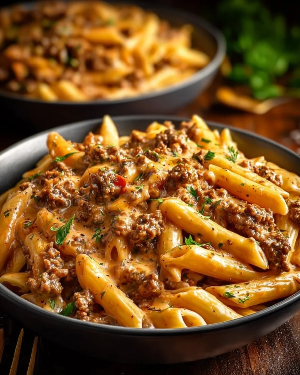 High Protein Creamy Beef Pasta