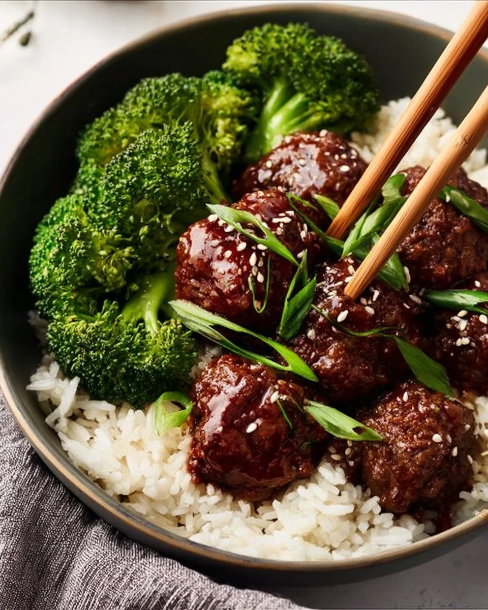 Sticky Mongolian Beef Meatballs